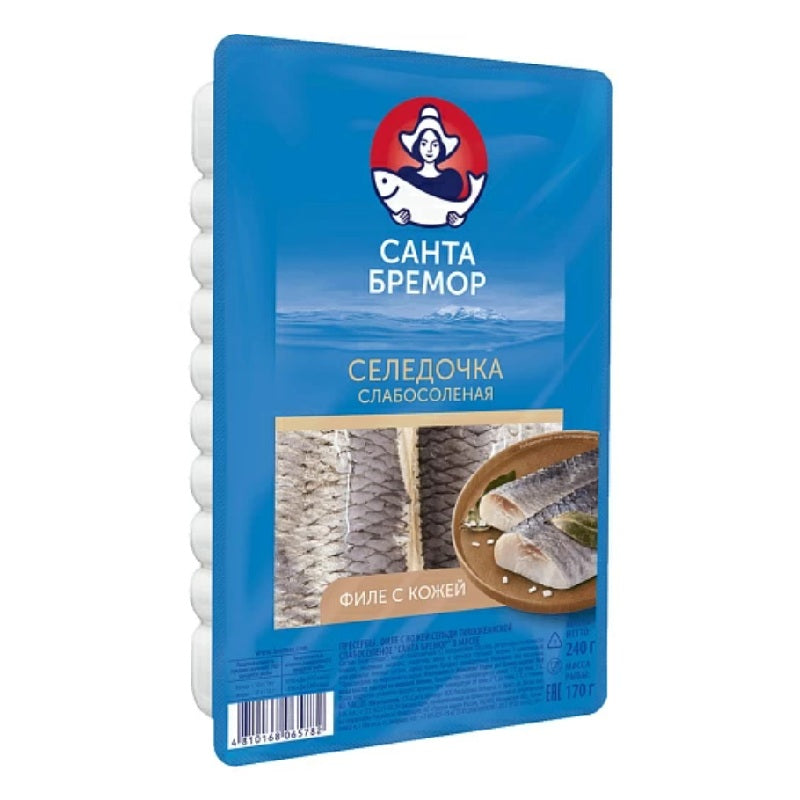 Herring fillet "Santa Bremor" Lightly salted skin in oil, 240g – Baltic Supermart